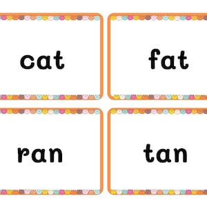 100 CVC Words Flash Cards Printable, CVC Word Flashcards, Kindergarten ...