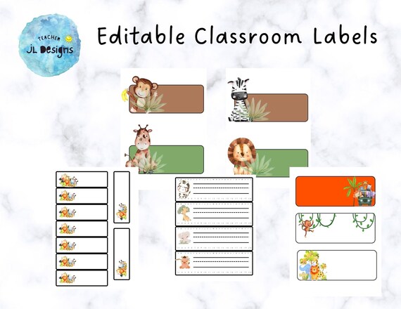 Jungle Classroom Label Name Plate Digital Download and - Etsy