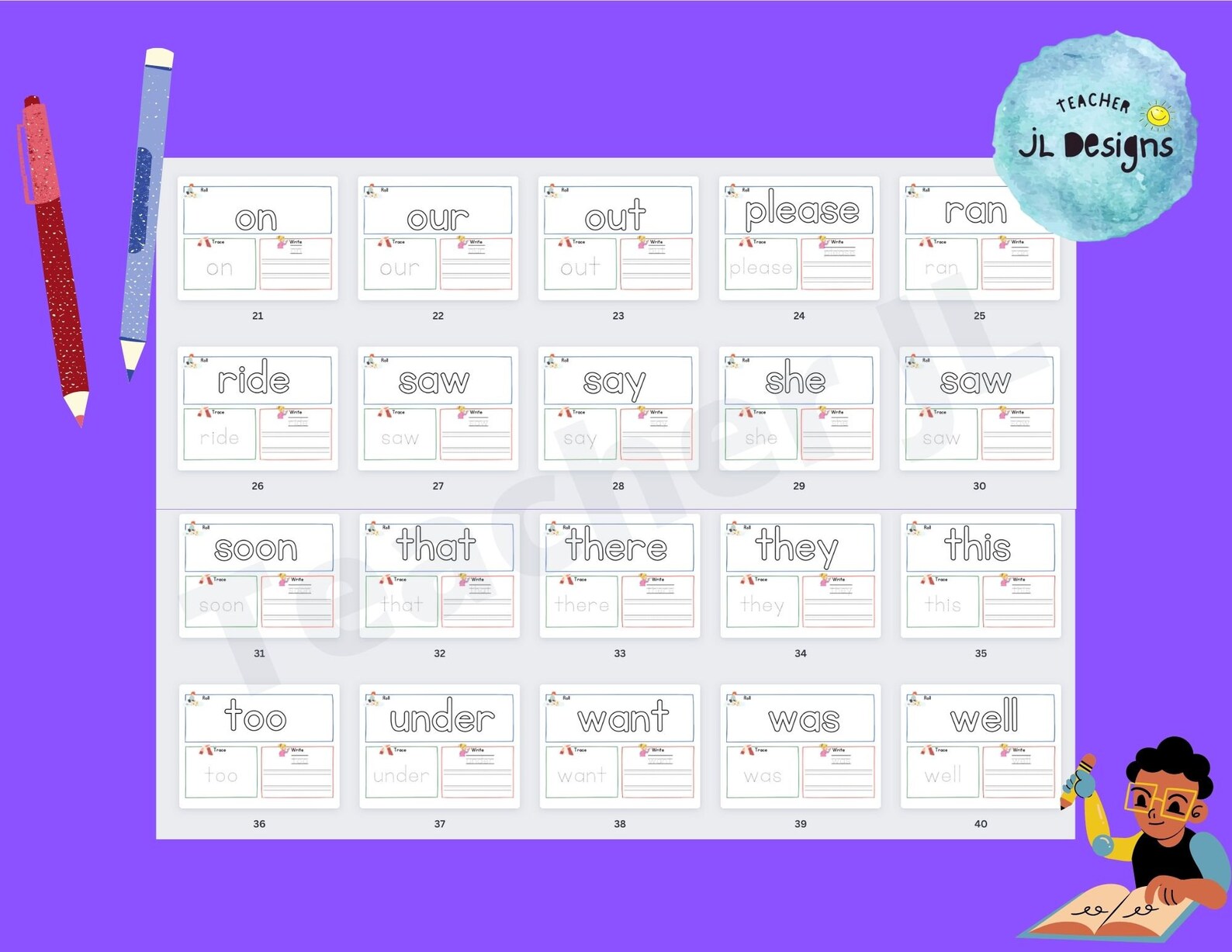 100 Printable Sight Words Worksheet Play Dough Mat Tracing and Writing ...
