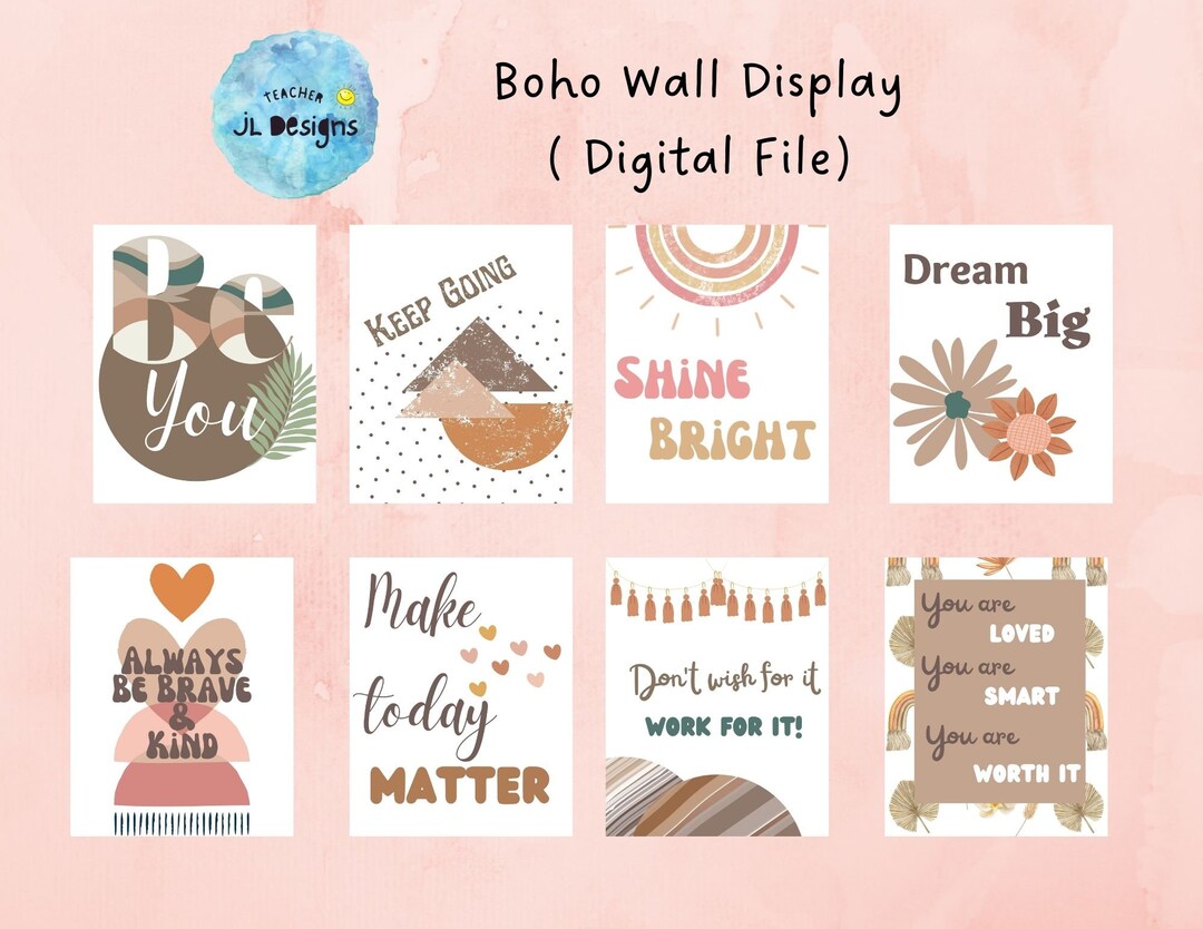 Boho Classroom Poster Set: Earth Tones Affirmations (digital Download ...