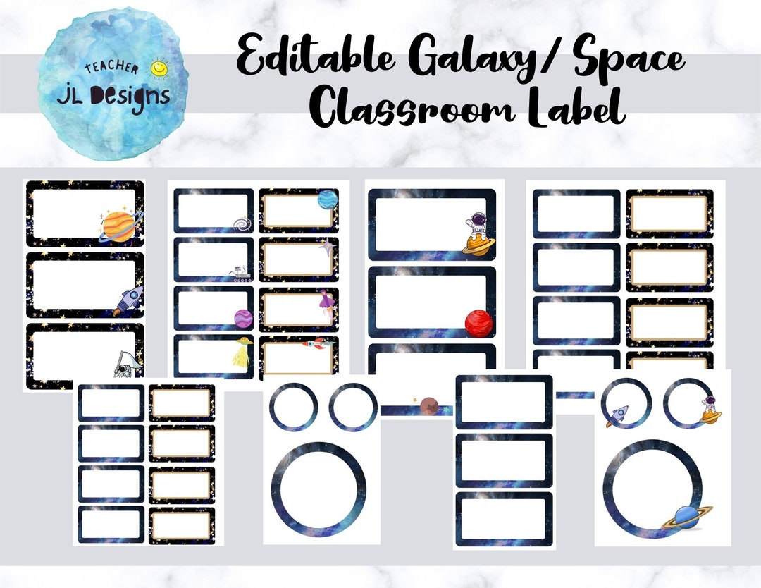 Galaxy Stars Classroom Label, Canva Editable Name Plate, Digital ...