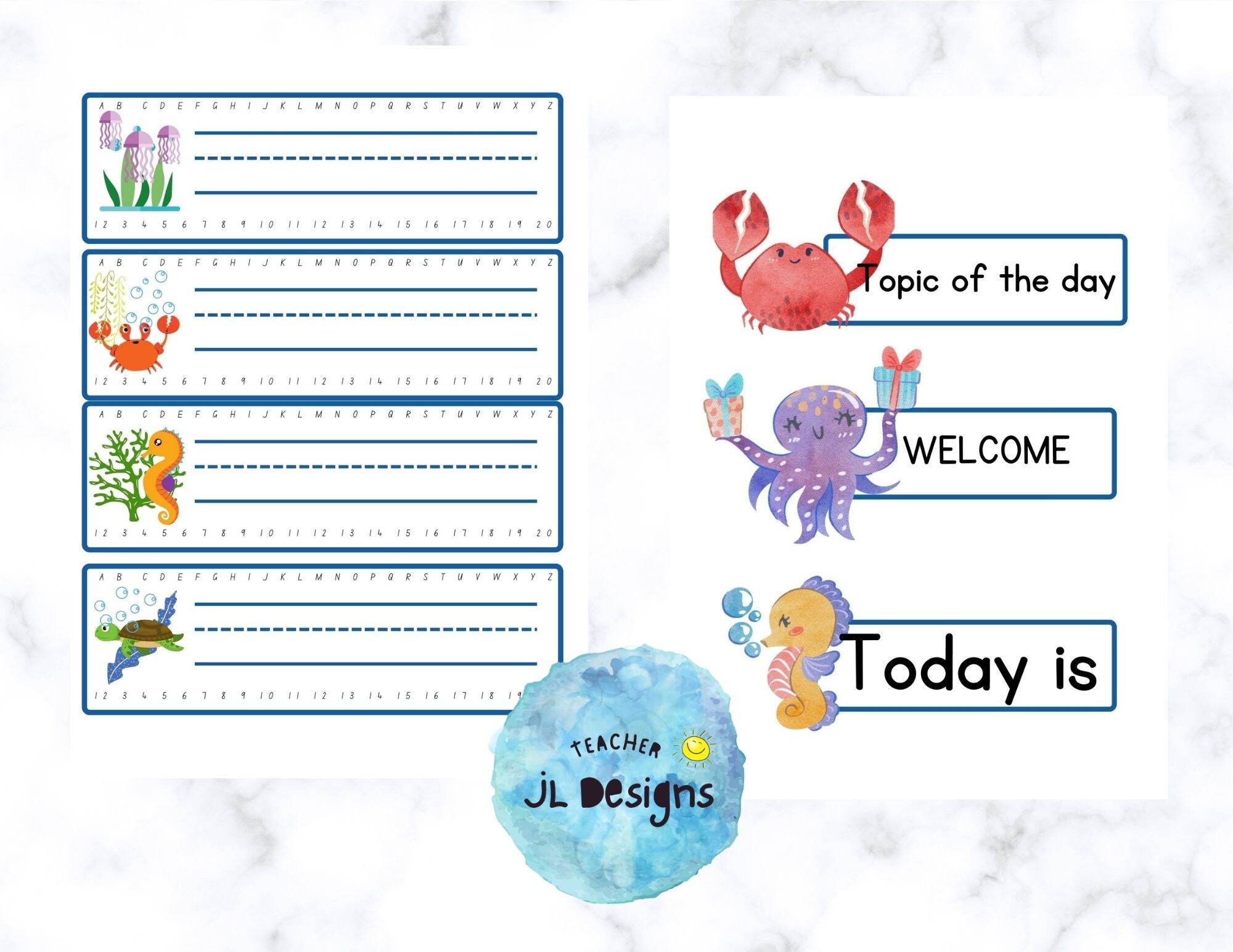 Under the Sea Classroom Label Name Plate Digital Download | Etsy