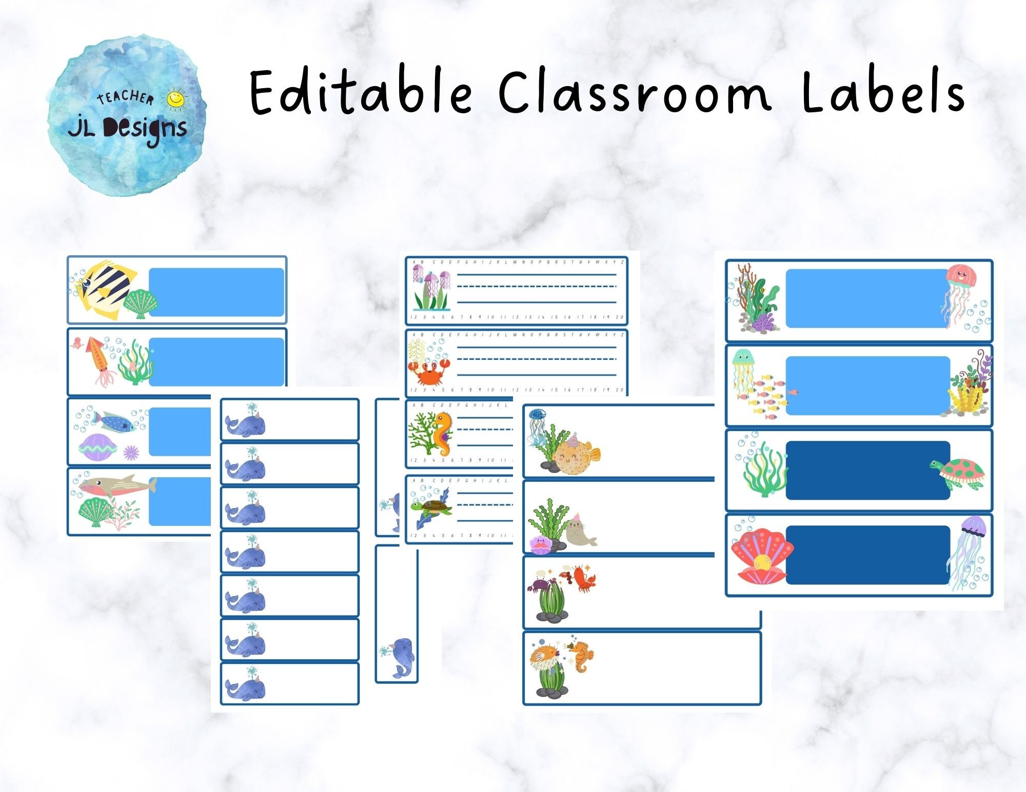 Under the Sea Classroom Label, Name Plate, Digital Download and ...