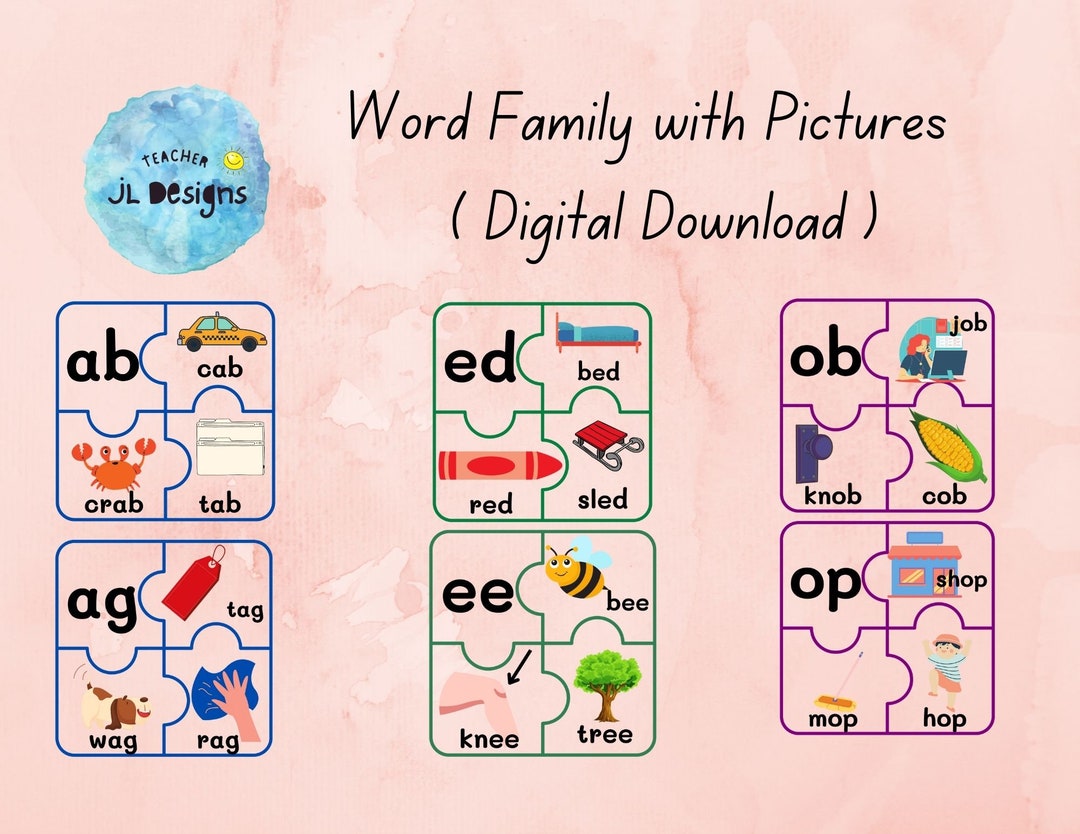 CVC Word Family Flash Cards: Preschool Reading Game (digital Download ...