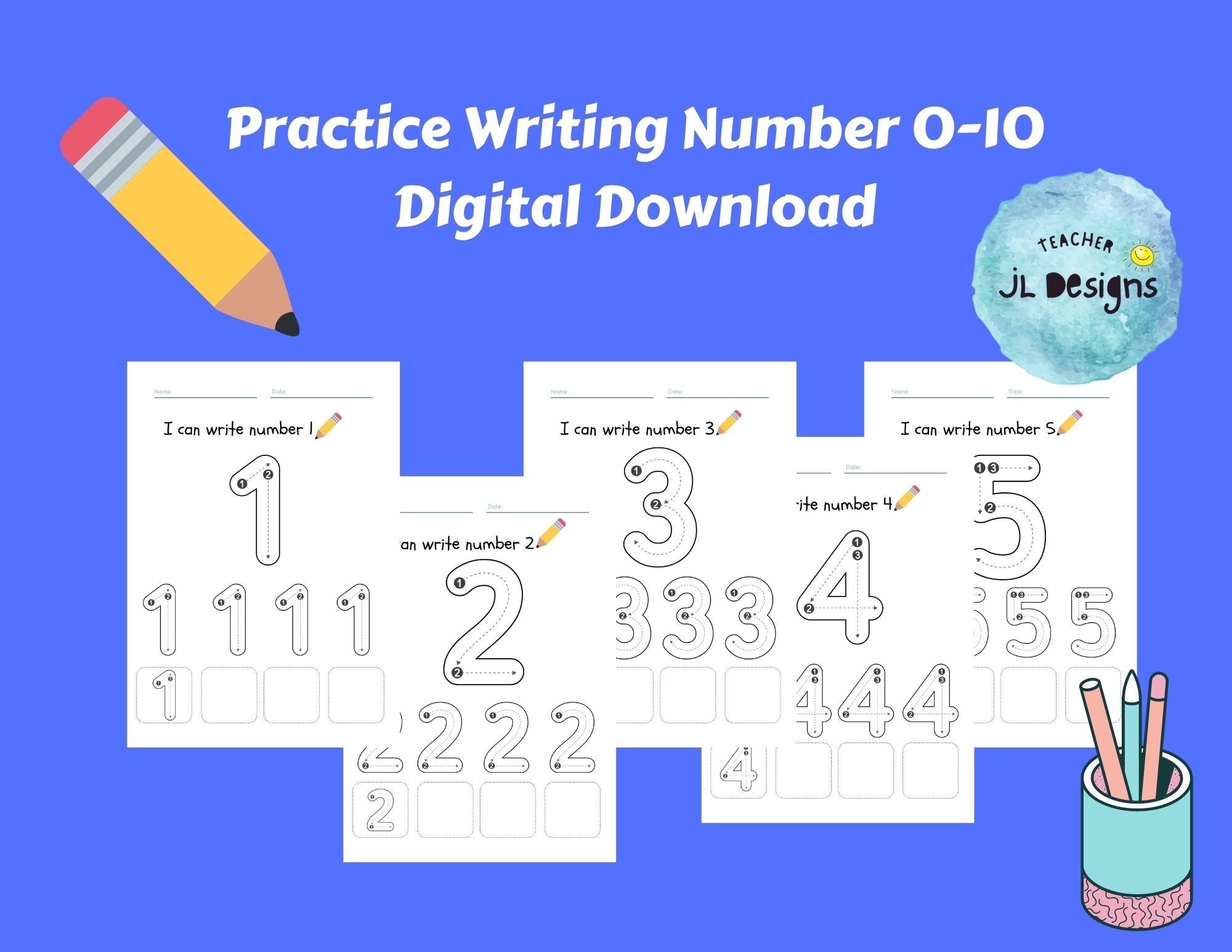 Numbers 0 to 10 Tracing Printable, Writing Practice, Toddlers ...