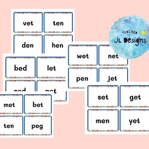 100 CVC Words Flash Cards Printable, CVC Word Flashcards, Kindergarten ...