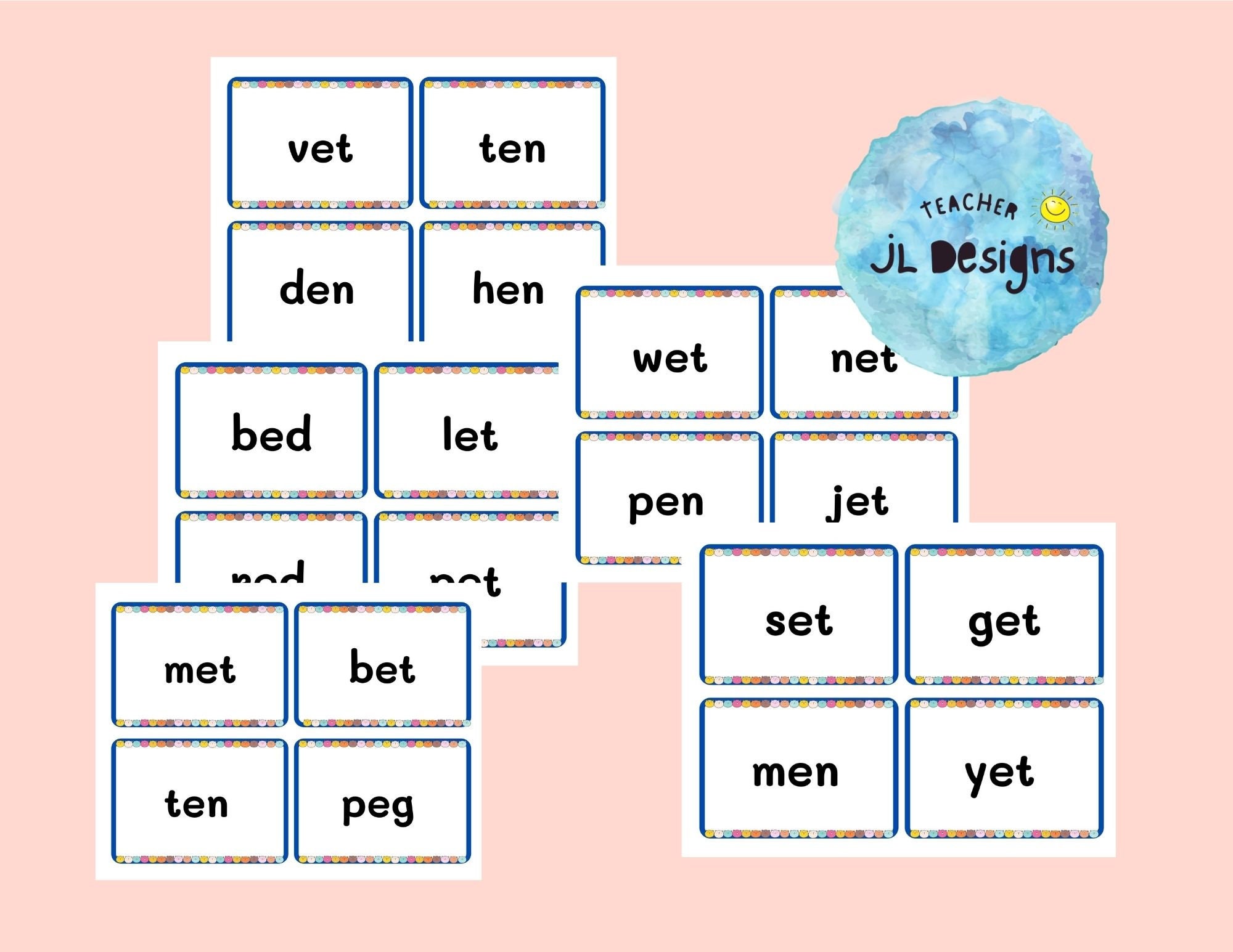 100 CVC Words Flash Cards Printable, CVC Word Flashcards, Kindergarten ...