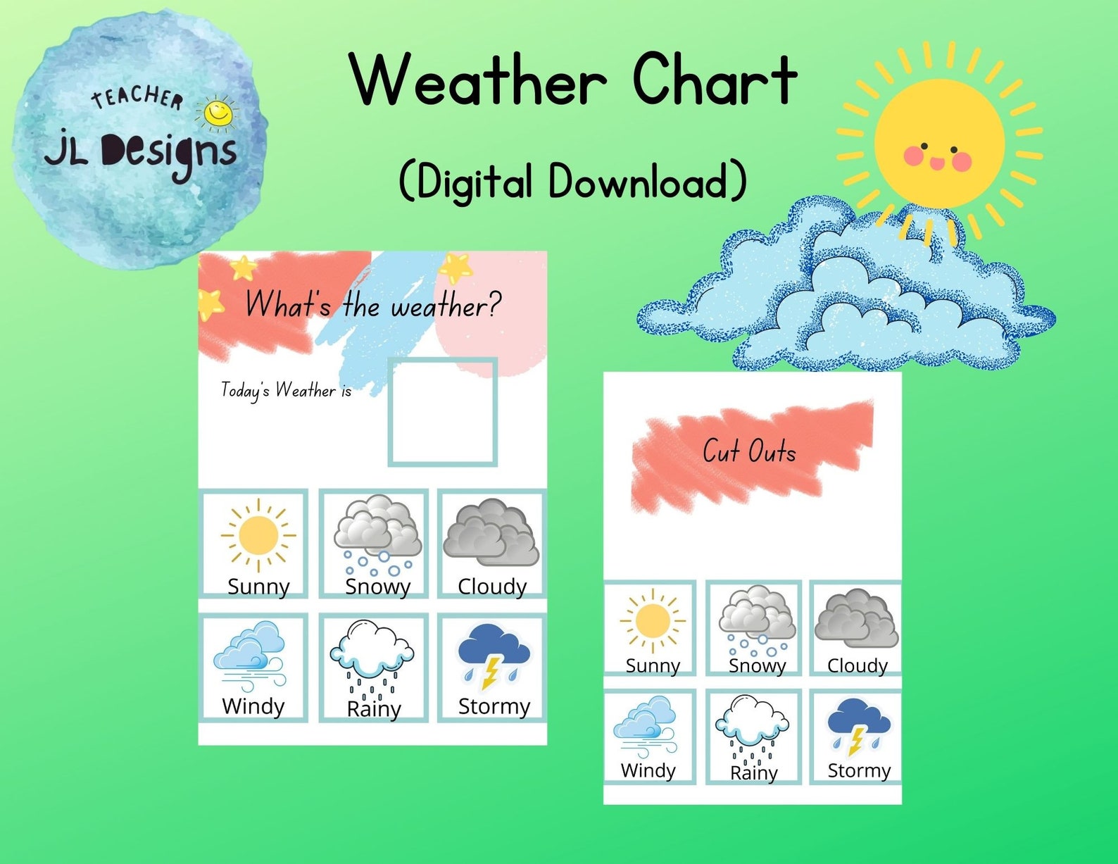 Weather Chart, Digital Download Weather Chart, Homeschool Daily Weather ...