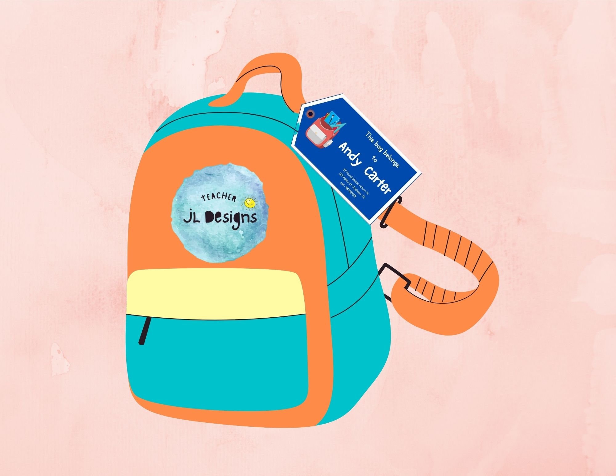 Editable School Bag Tag Template (digital Download) - Etsy