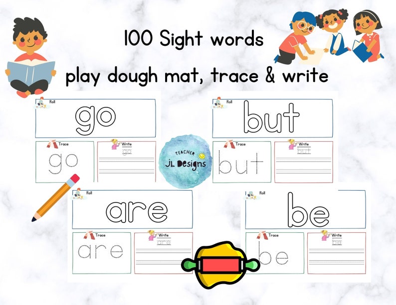 100 Printable Sight Words Worksheet | Play Dough Mat | Tracing and ...