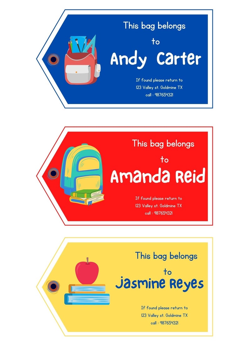 Editable Bag Tags | Backpack Tags | Diaper Bag Tags | School Tags ...