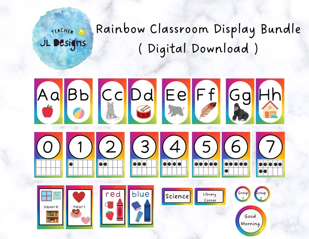 Rainbow Bundle Alphabet Colors Numbers Shapeslabel - Etsy
