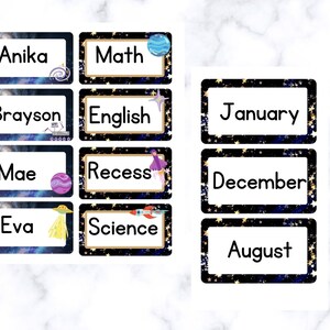Galaxy Stars Classroom Label, Canva Editable Name Plate, Digital ...