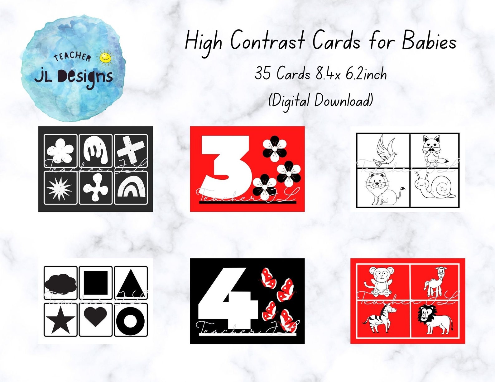 PRINTABLE High Contrast Baby Cards. Flash Cards, Infant Stimulation ...