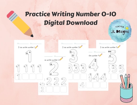 Numbers 0 to 10 Tracing Printable Writing Practice Toddlers - Etsy