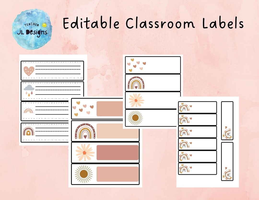 Boho Classroom Label, Name Plate, Digital Download and Printable ...