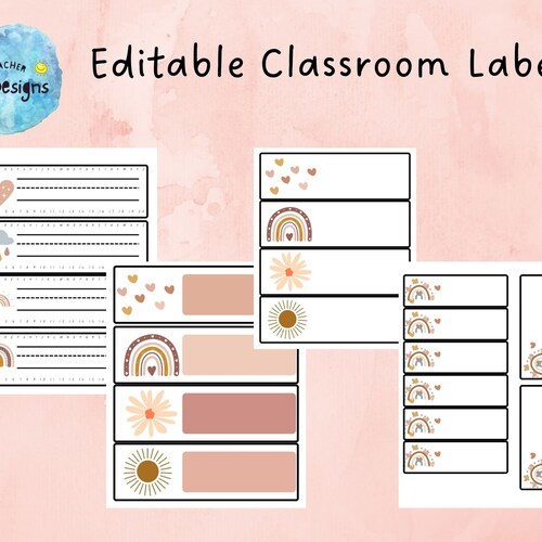 Boho Classroom Label Name Plate Digital Download and - Etsy