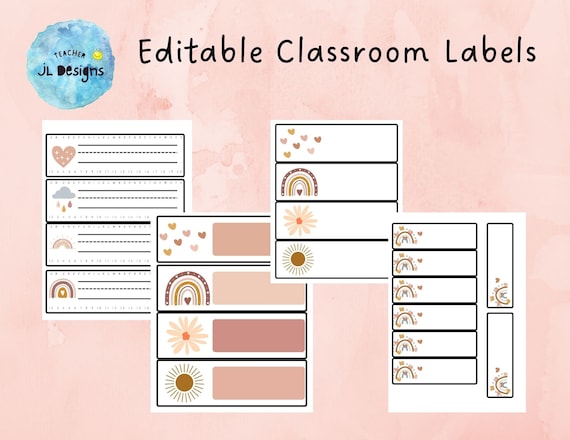 Boho Classroom Label Name Plate Digital Download and - Etsy