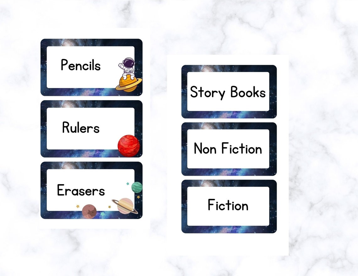 Galaxy Stars Classroom Label, Canva Editable Name Plate, Digital ...