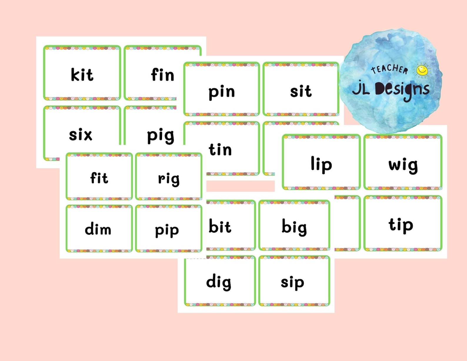 100 CVC Words Flash Cards Printable, CVC Word Flashcards, Kindergarten ...