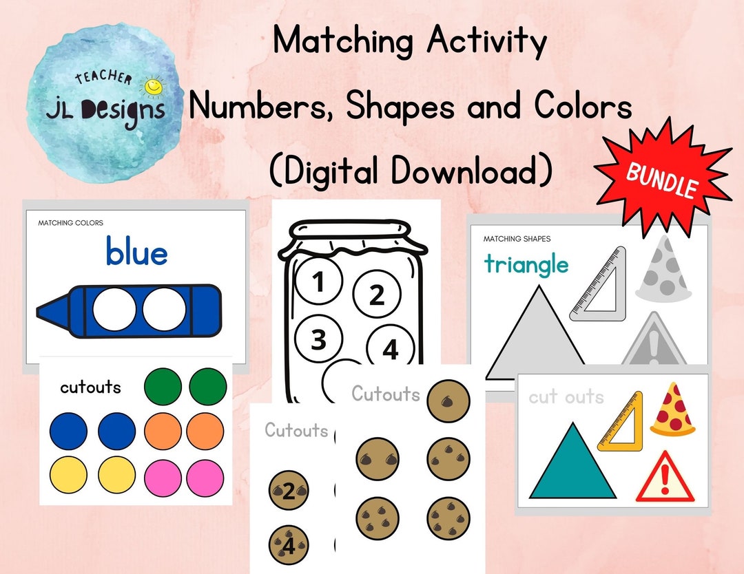 Color, Shape and Number Matching Activity, Sorting, Homeschool Learning ...
