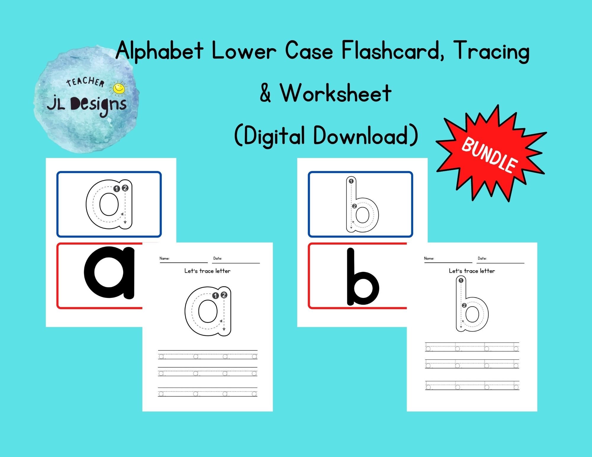 26 Printable Lowercase Alphabet Flashcards. Preschool-kindergarten ...