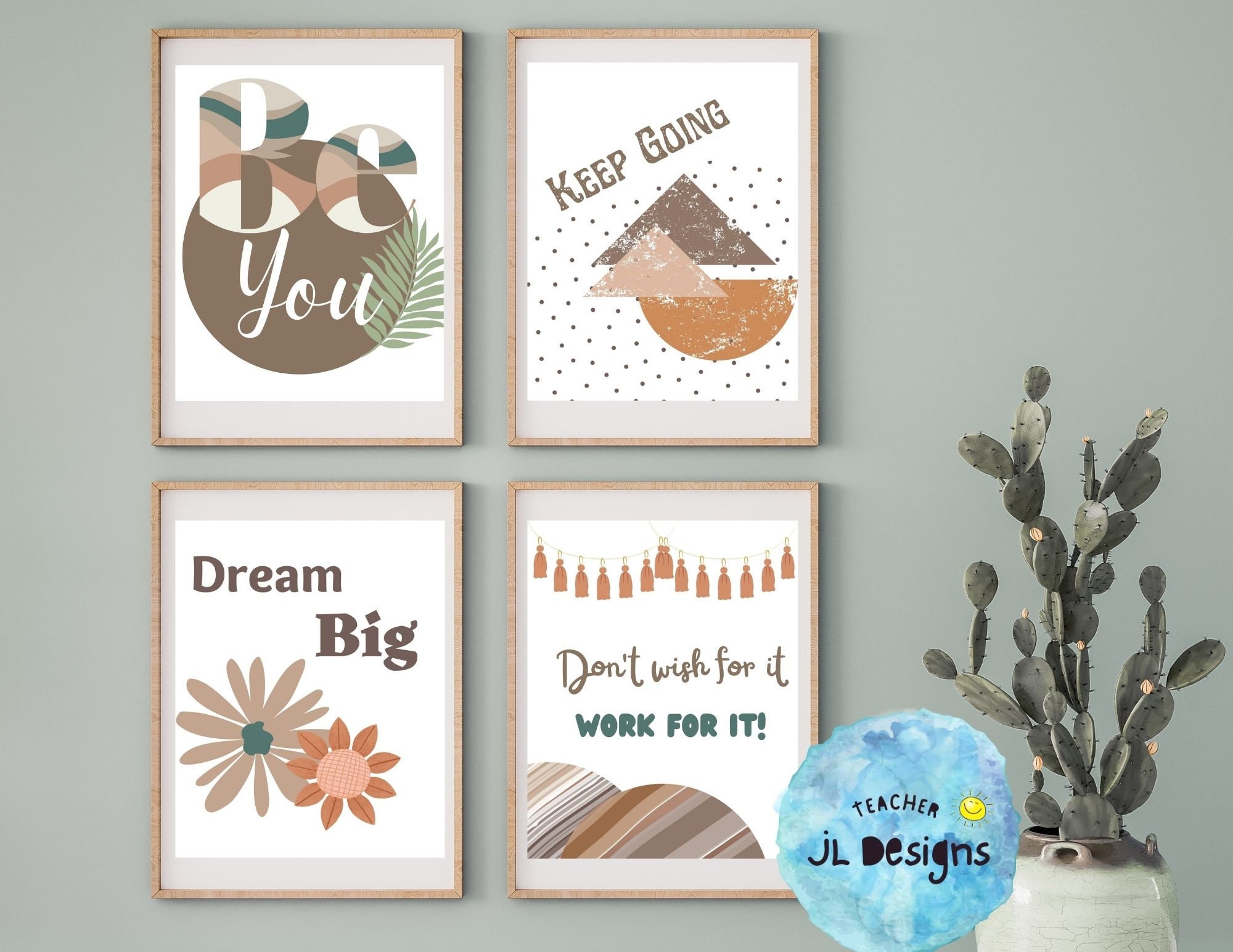 Boho Classroom Poster Set: Earth Tones Affirmations (digital Download ...
