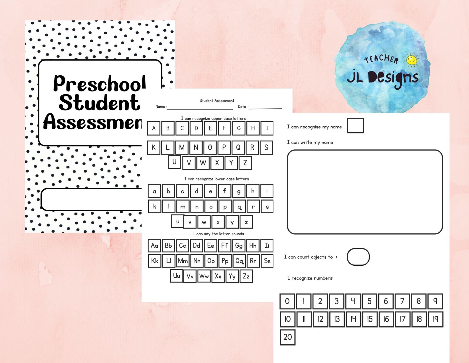 Preschool Kindergarten Assessment Kit: Printable Student Forms (instant ...