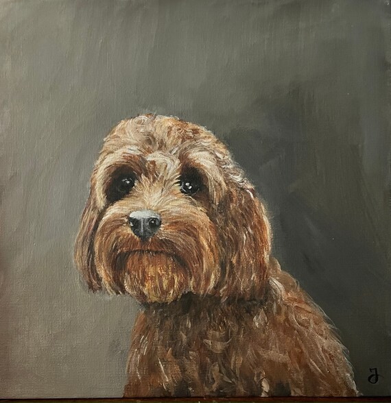 Cavapoo Pet Portrait. Hand Painted Acrylic on Board. - Etsy