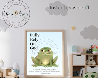 Frog Fully Rely on God - Digital Art - Fun,frogs, Watercolor, Unique ...