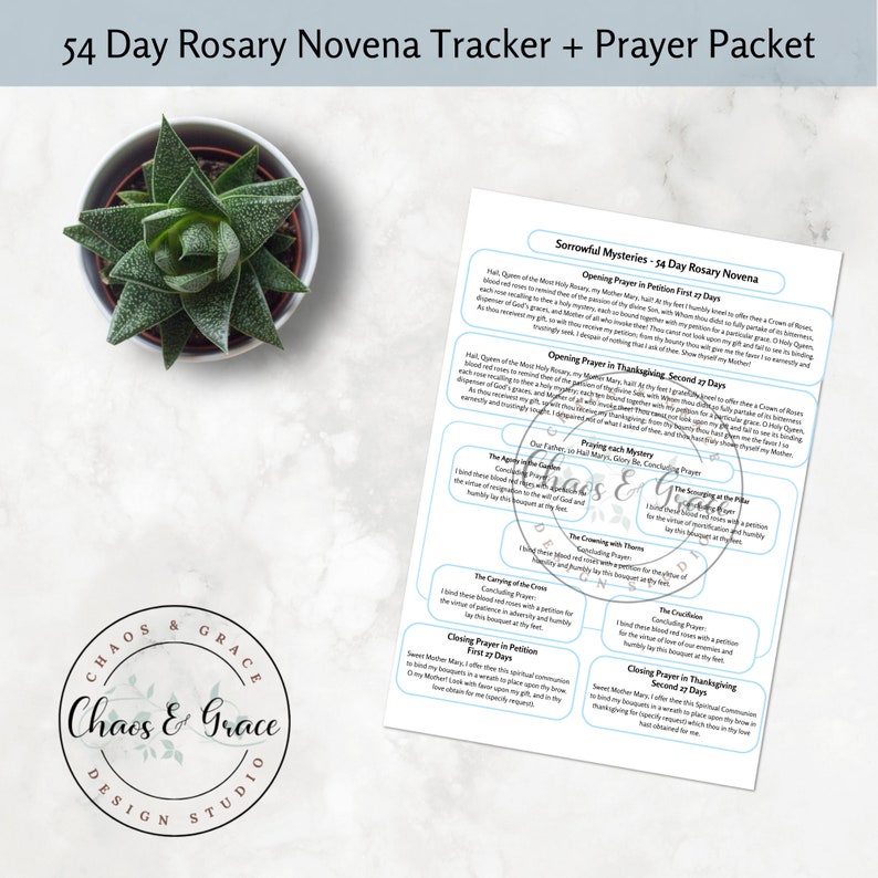 54 Day Rosary Novena Tracker Printable and Prayer Packet - Etsy