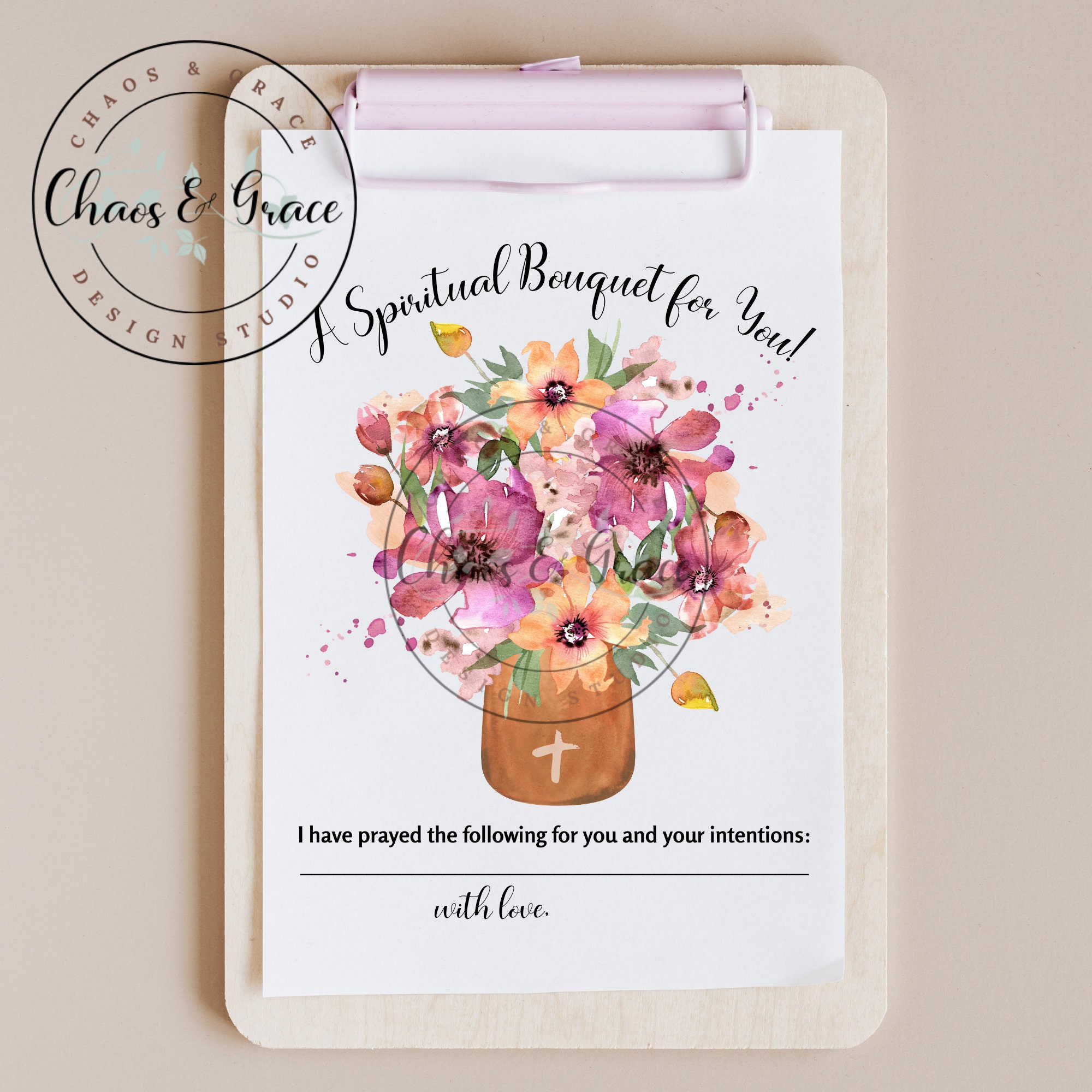 Spiritual Bouquet Printable, Spiritual Gift, Prayer Card, Catholic Gift ...