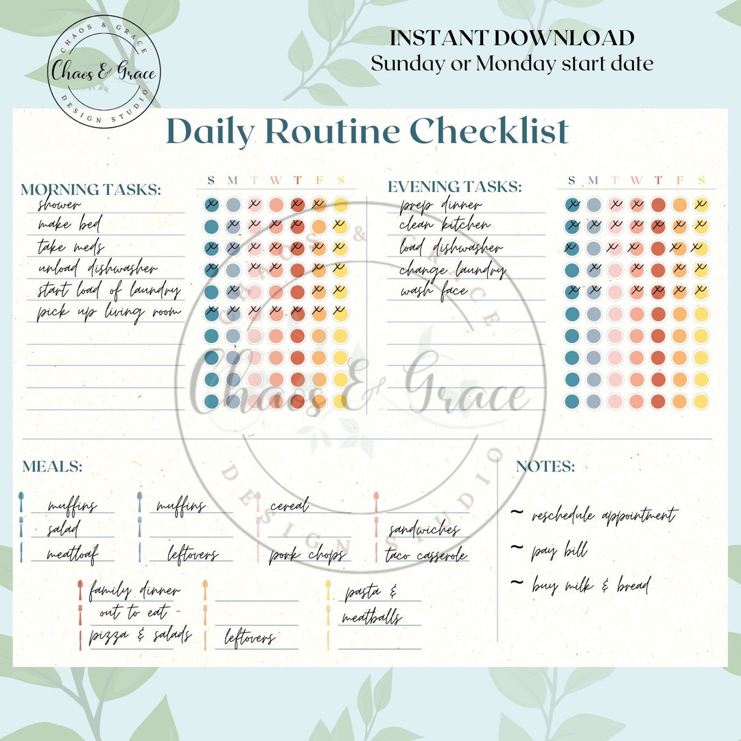 Home Management Checklist, Daily/weekly Planner Checklist, Daily to Do ...