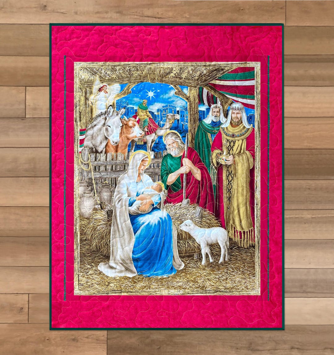 Handmade Christmas Quilt, Nativity Decoration, Nativity Scene Quilt ...