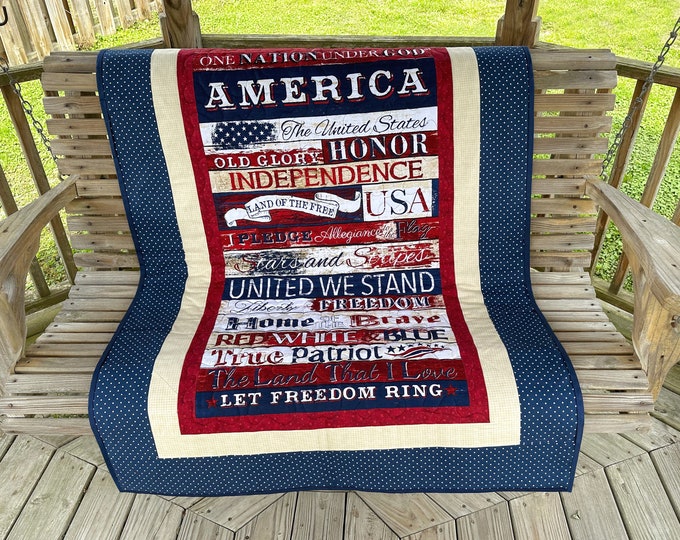 America Themed Quilt, America Lap Quilt, Americana Theme Gift ...