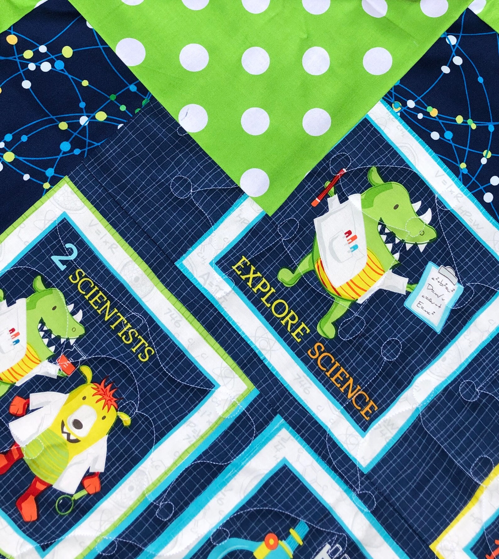 Science Theme Quilt, Monster Toddler Quilt, Science Theme Nursery ...