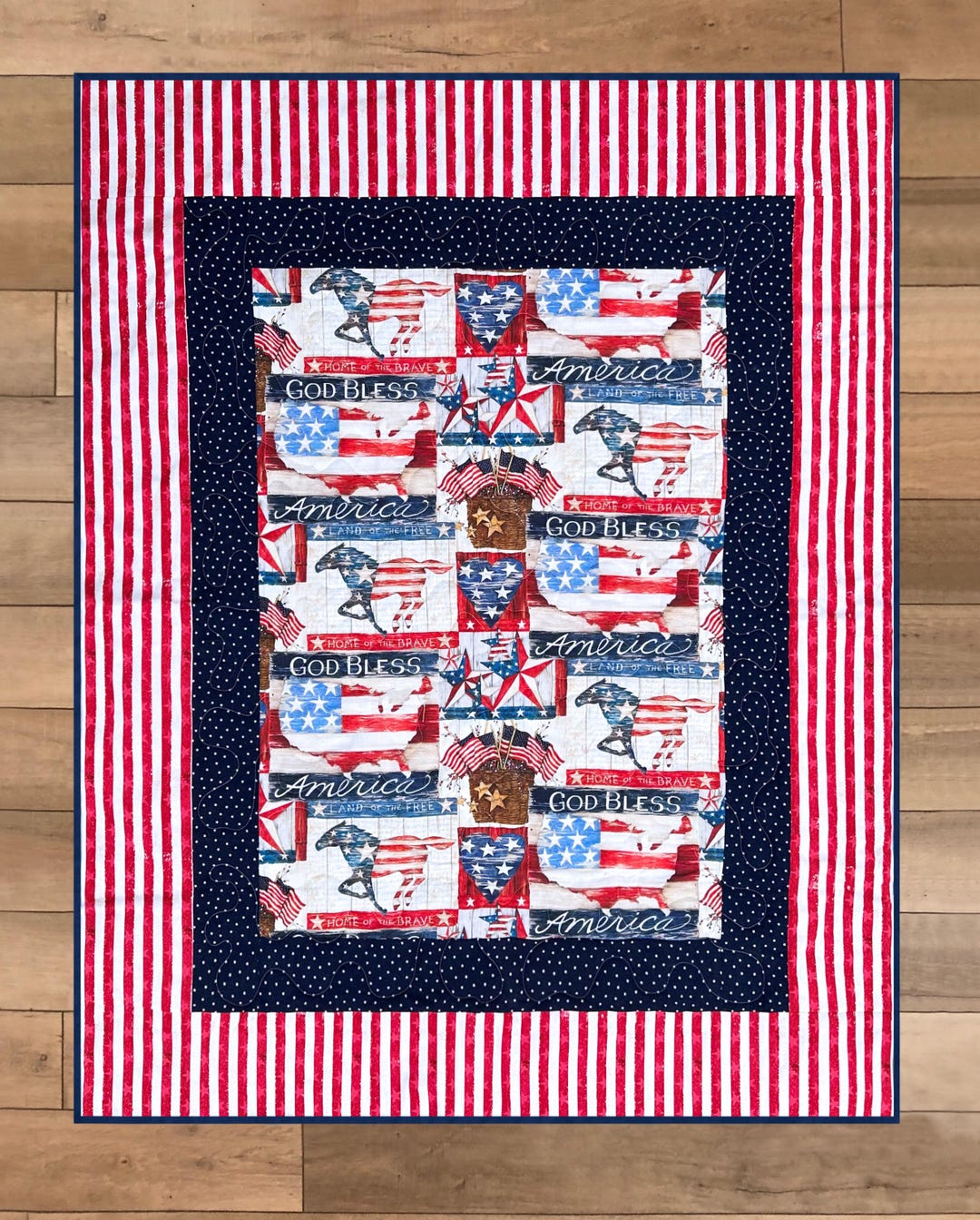 America Themed Quilt, America Lap Quilt, Americana Theme Gift ...