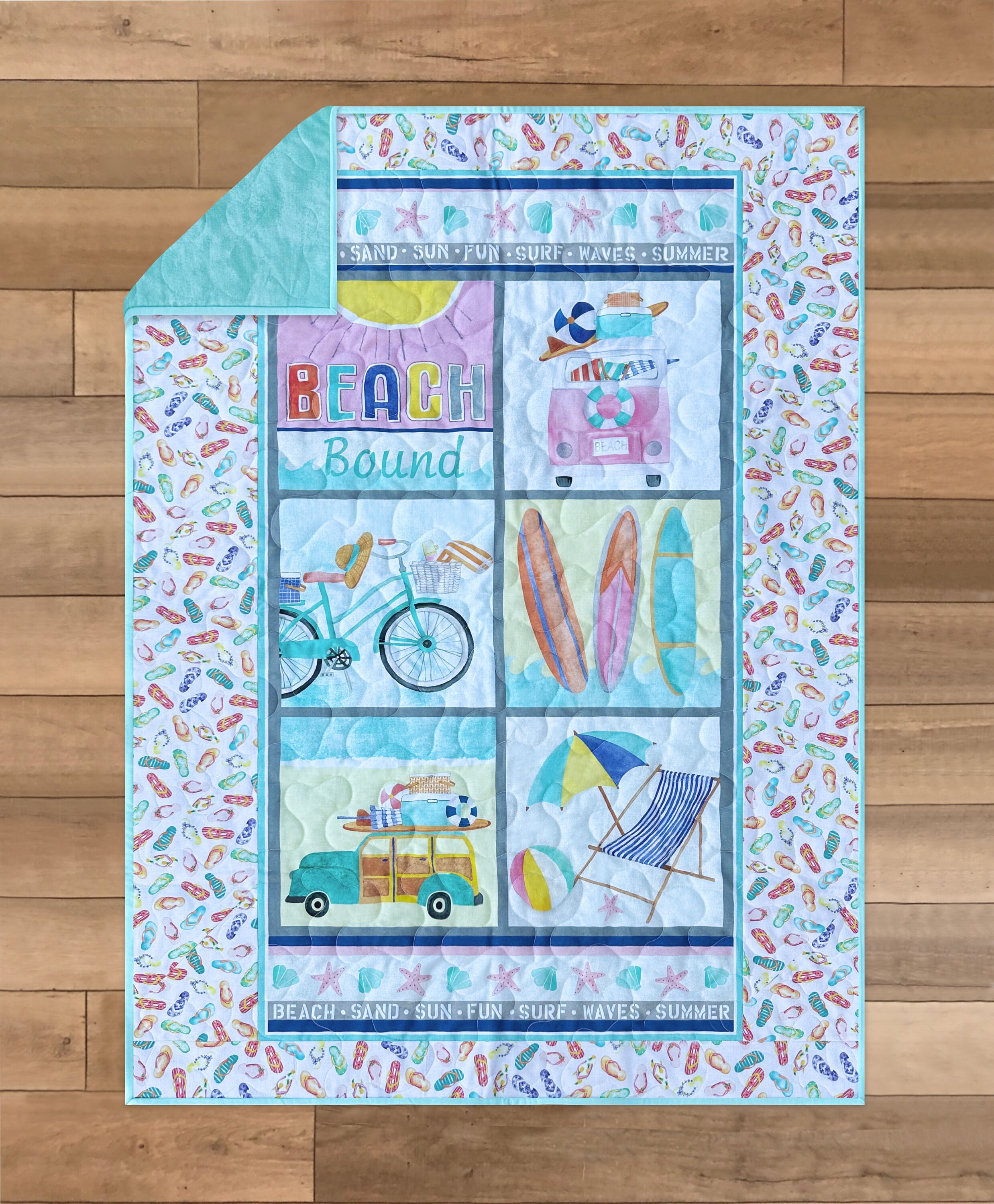 Ocean Theme Quilt, Beach Theme Quilt, Summer Fun Decor, Beach House ...