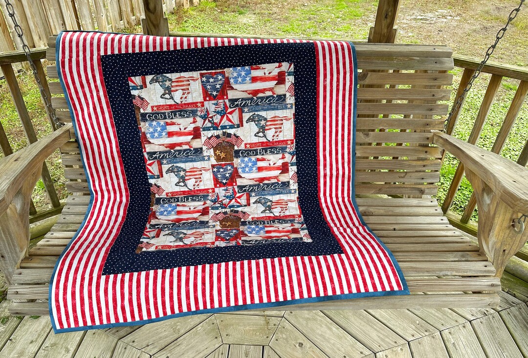 America Themed Quilt, America Lap Quilt, Americana Theme Gift ...