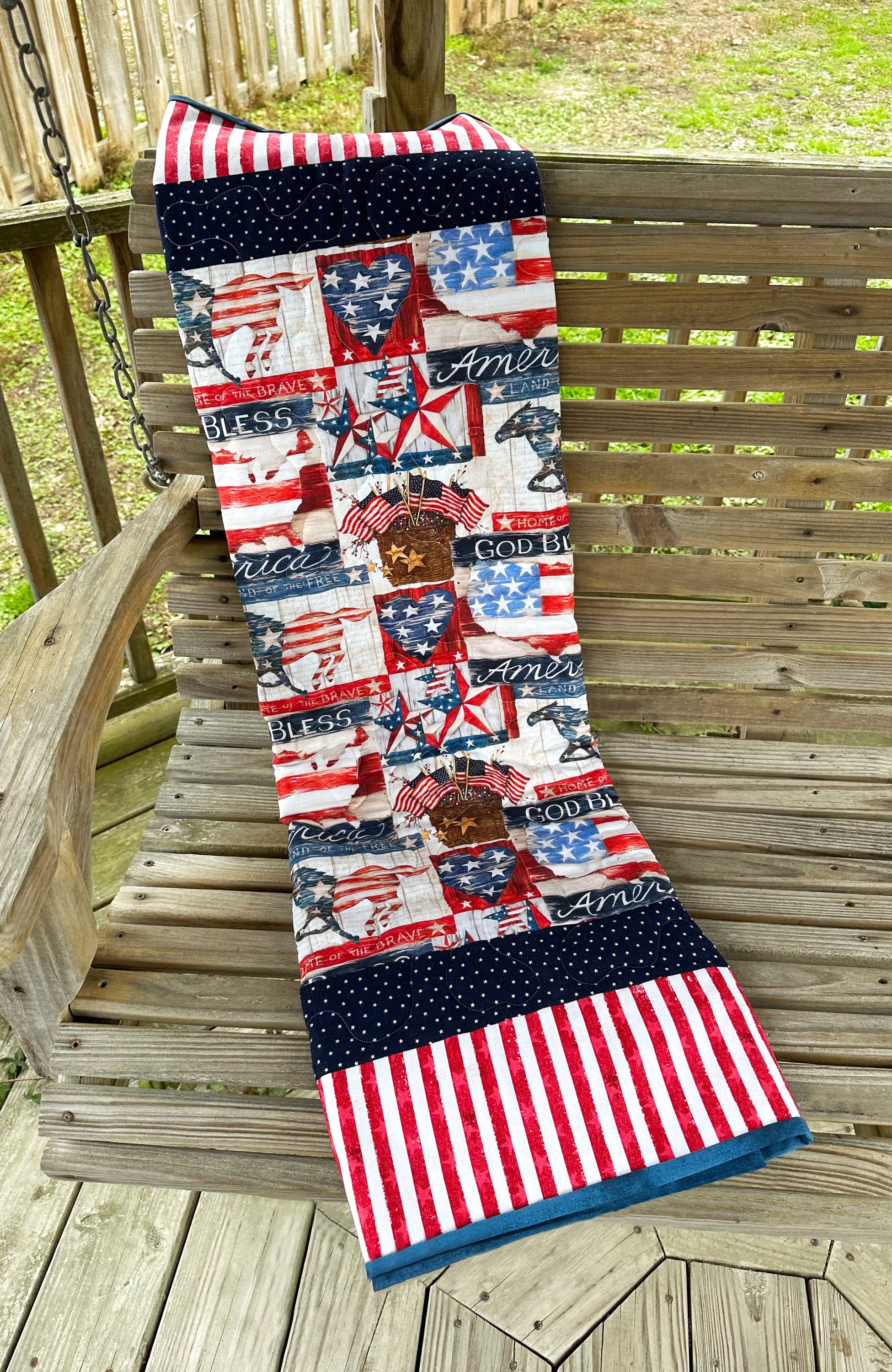 America Themed Quilt, America Lap Quilt, Americana Theme Gift ...