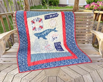 Ocean Theme Quilt, Beach Theme Quilt, Summer Fun Decor, Beach House ...