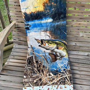 Fishing Lap Quilt, Fish Vacation Lap Quilt, Cabin Quilt, Quilt With ...