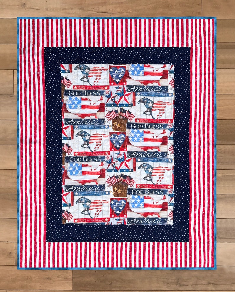 America Themed Quilt, America Lap Quilt, Americana Theme Gift ...