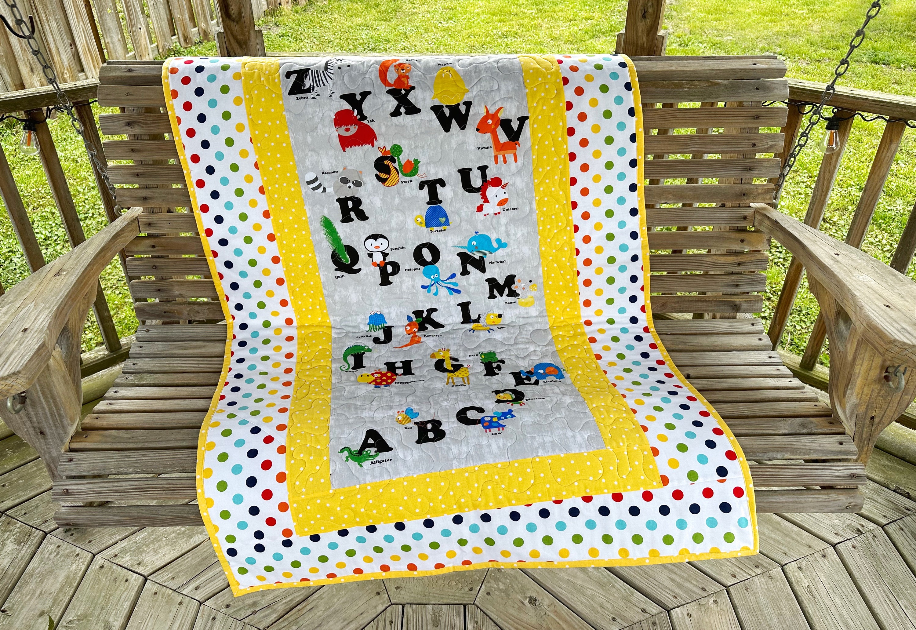 ABC Baby Gift, Alphabet Baby Quilt, ABC Height Measure, ABC Baby Gift ...