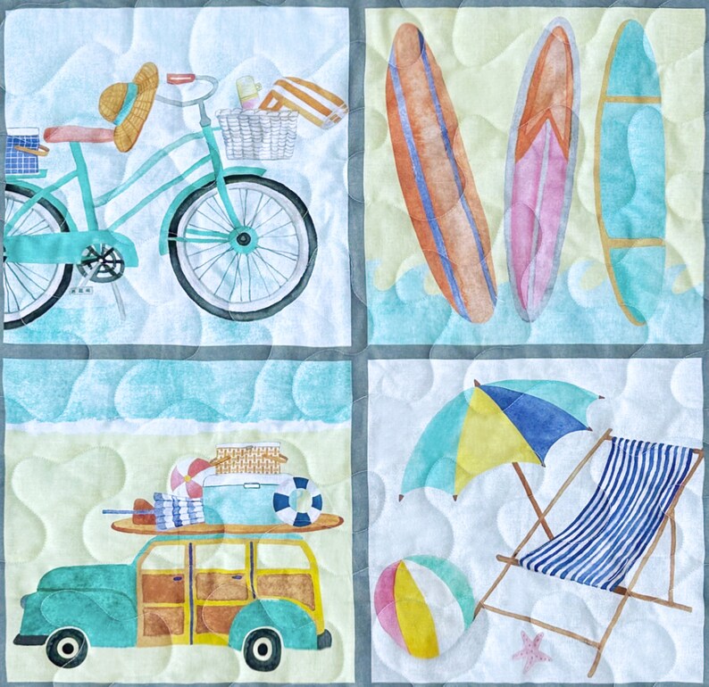 Ocean Theme Quilt, Beach Theme Quilt, Summer Fun Decor, Beach House ...