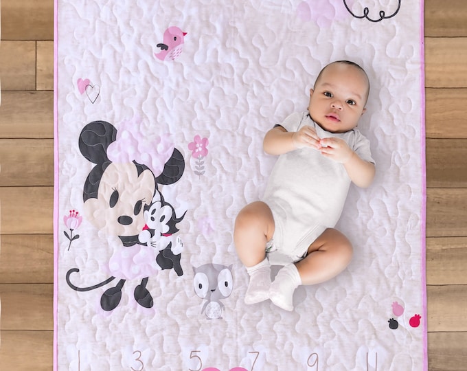 Baby Milestone Quilt, Minnie Milestone Quilt, Minnie Nursery Theme ...