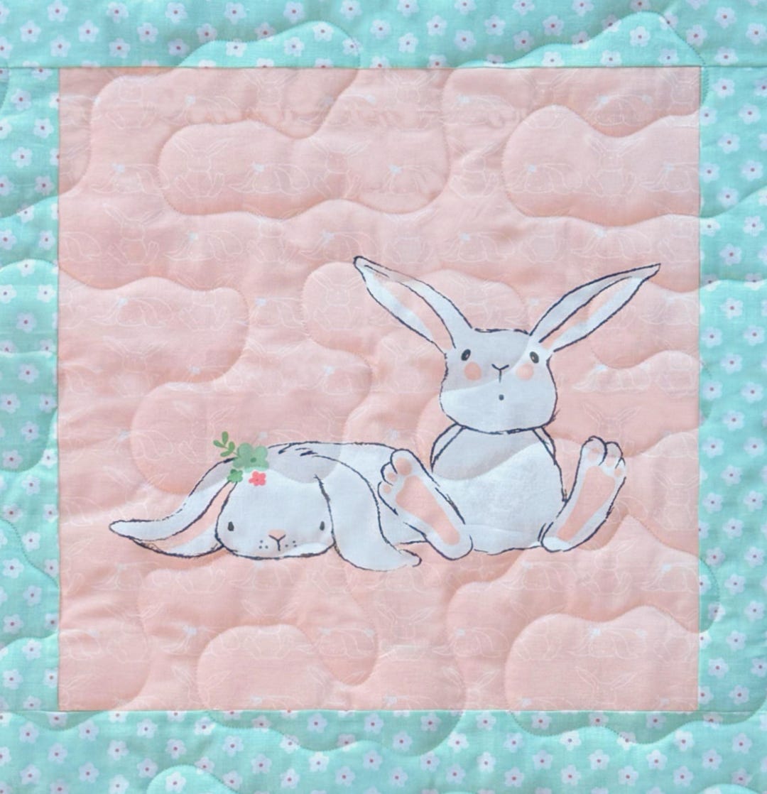 Baby Bunny Quilt, Baby Bunnies Quilt for Girl, Baby Bunny Nursery, Baby ...