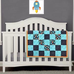 Handmade Space Astronaut Quilt, Space Exploration Nursery Decor - Etsy