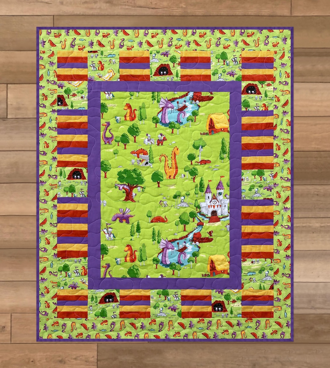 Handmade Knights and Dragon Baby Quilt, Knights and Dragons Nursery ...