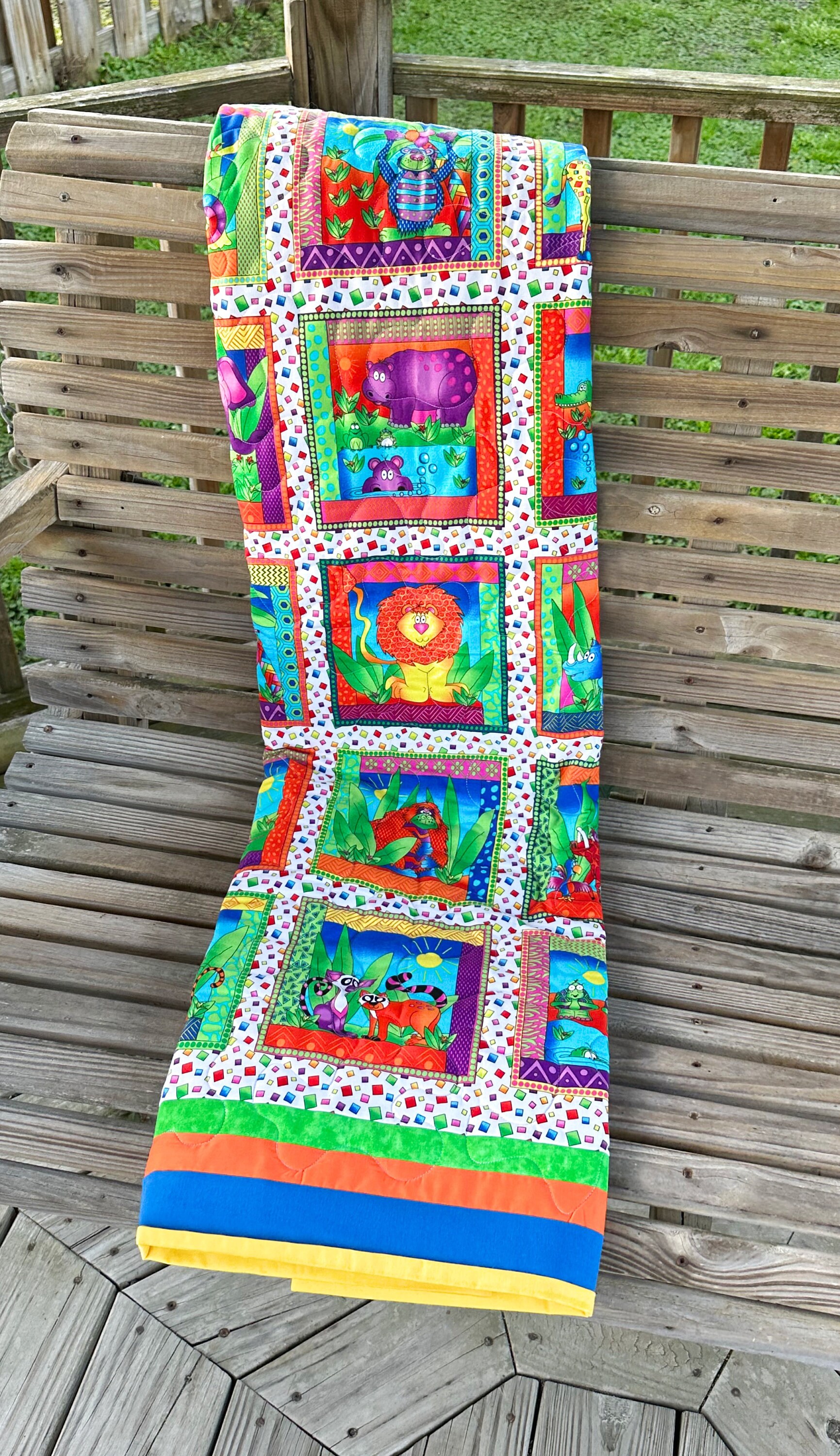 Handmade Jungle Quilt, Jungle Quilt Wall Hang, Jungle Baby Quilt ...